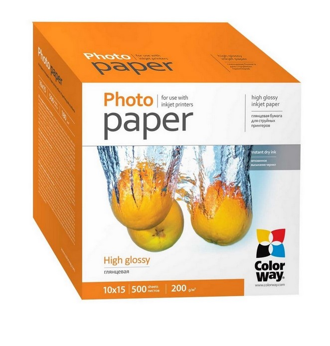 Фотобумага ColorWay глянцевая 10x15, 200г, 500 листов - Низкие цены